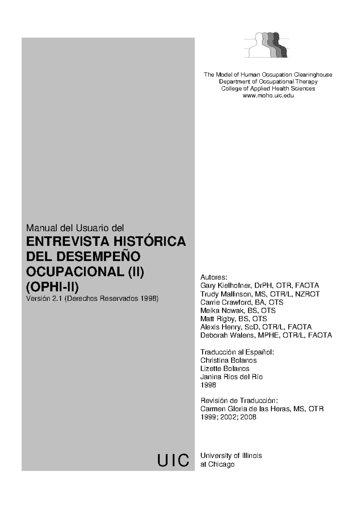 Instructivo del OPHI-II en Español - Manual del Usuario - Studocu