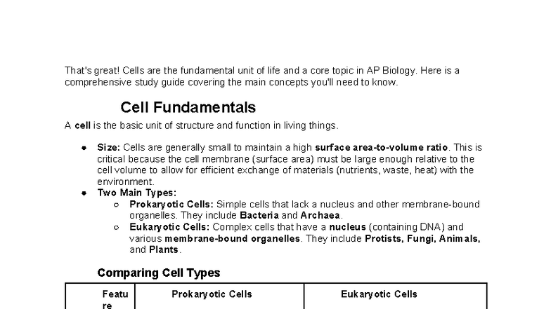 AP Biology Study Guide: Cell Structure & Function Essentials - Studocu