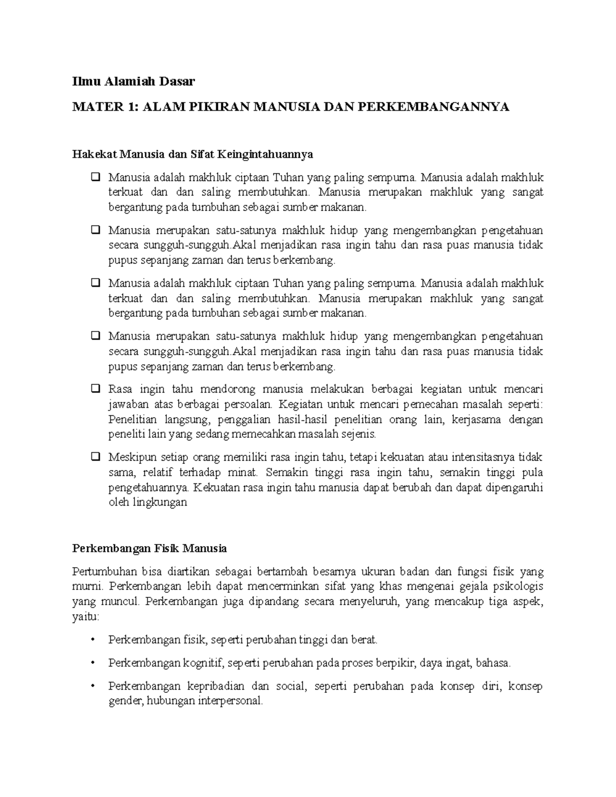 IAD 1 Alam Pikiran Manusia: Hakekat dan Perkembangannya - Studocu