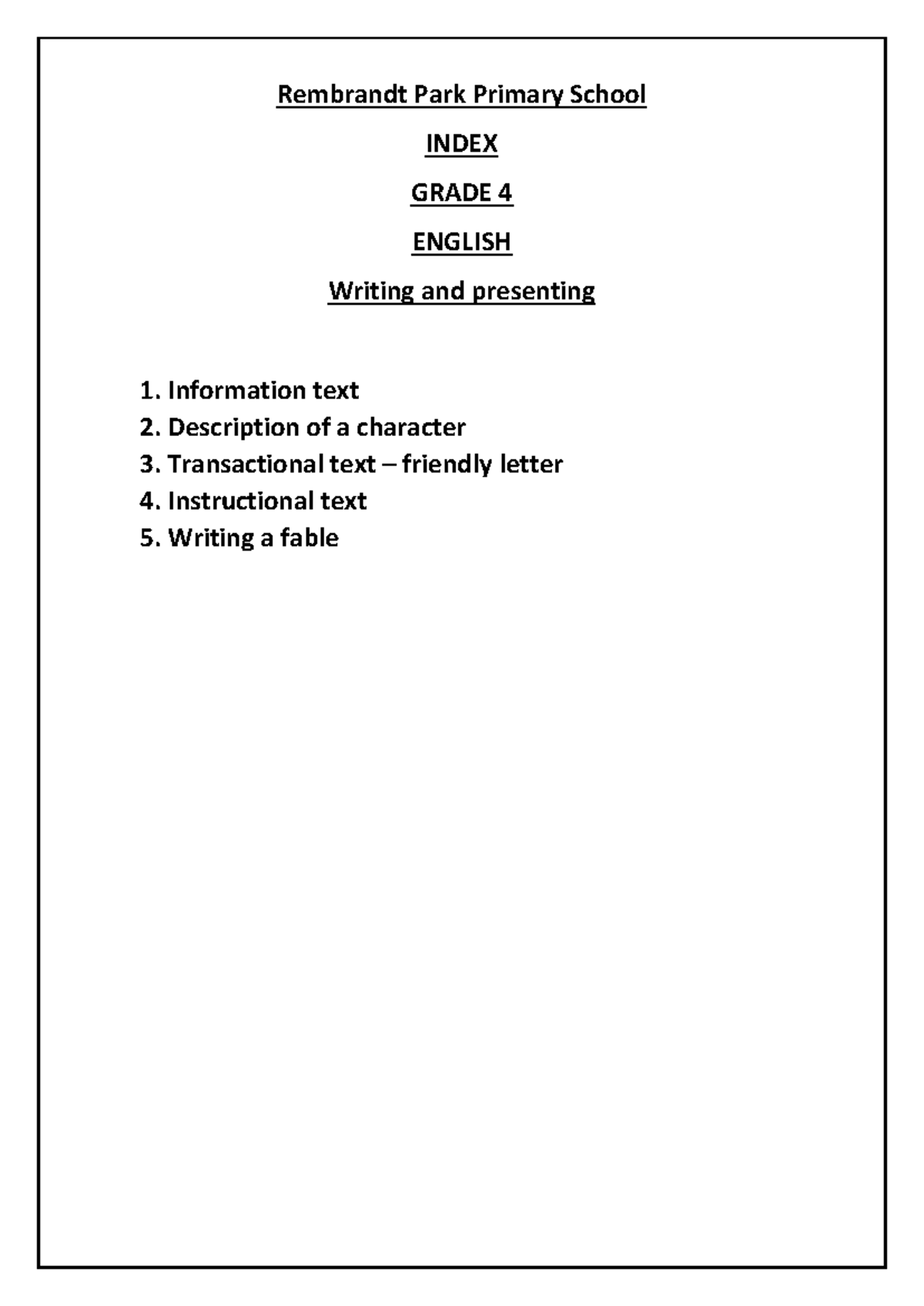 Grade 4 English Writing & Presenting Term 2 Notes - Studocu