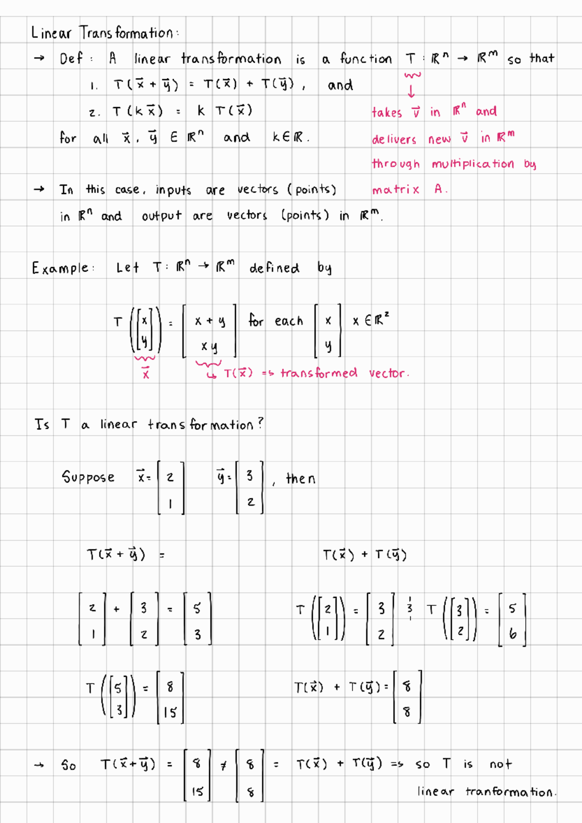 Linear Transformation Notes: Concepts and Examples - Studocu