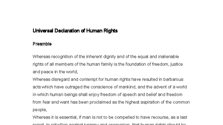 UDHR-1: Universal Declaration of Human Rights Overview - Studocu