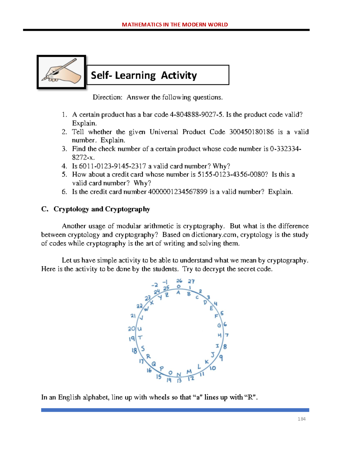 MMW 29 - Cryptology and Cryptography Notes and Exercises - Studocu