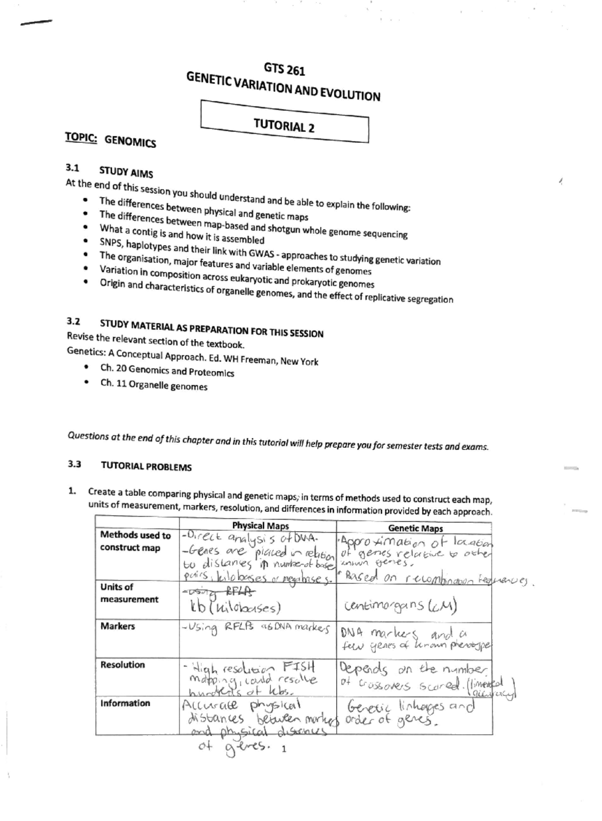 GTS 261 Tutorial 2 Notes and Study Guide - Studocu
