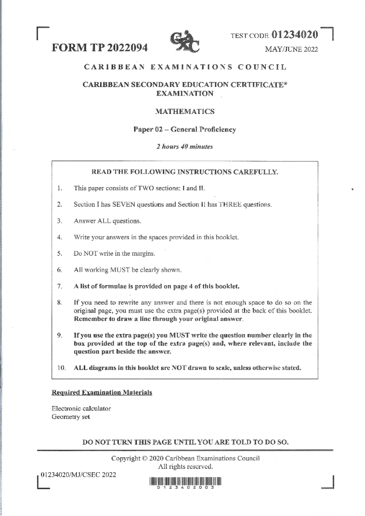 June 2022 Mathematics Paper 2 Review and Solutions - Studocu