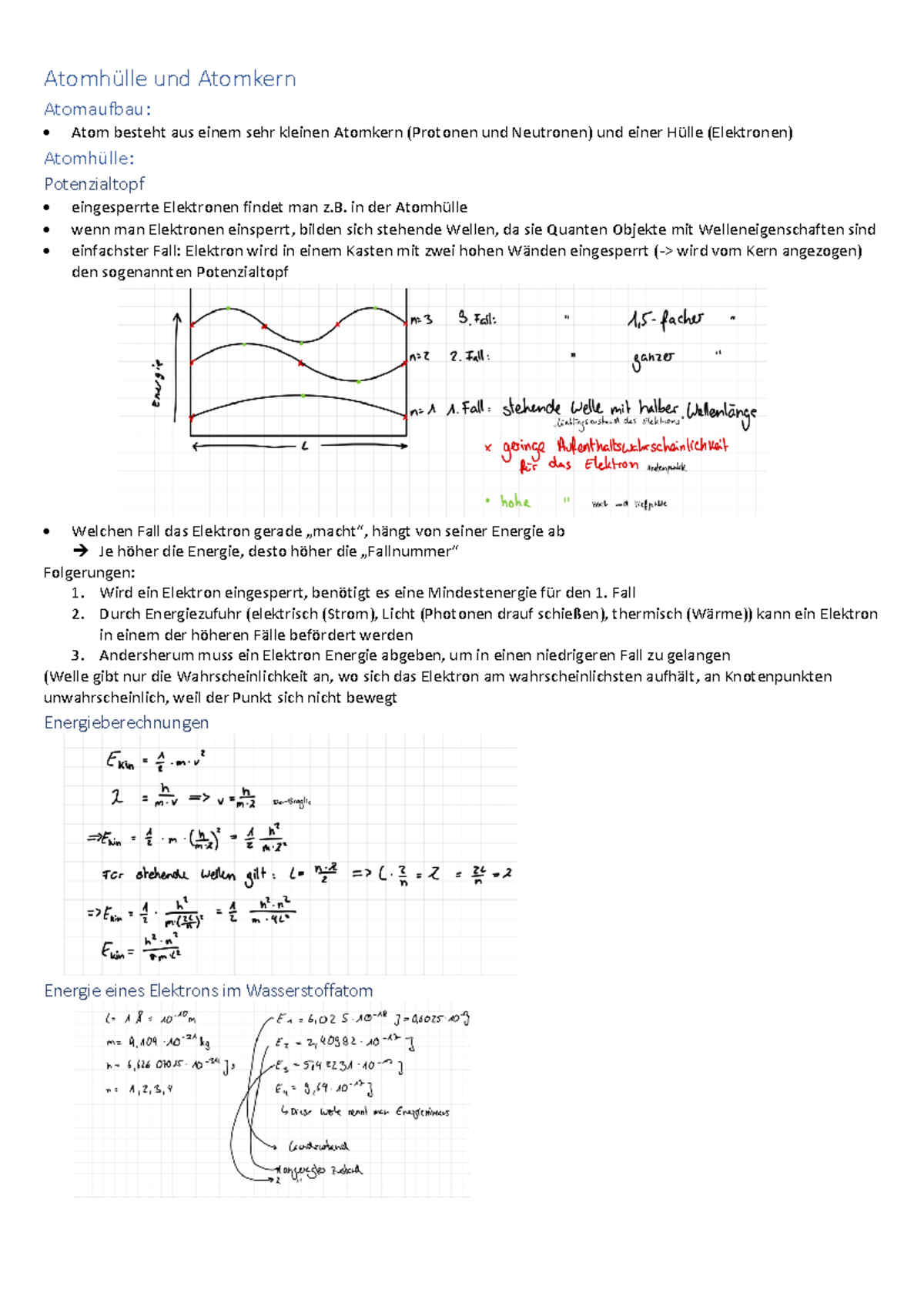 Physik Lernzettel Abi 2023 - Atomh ̧lle und Atomkern Atomaufbau: Atom ...