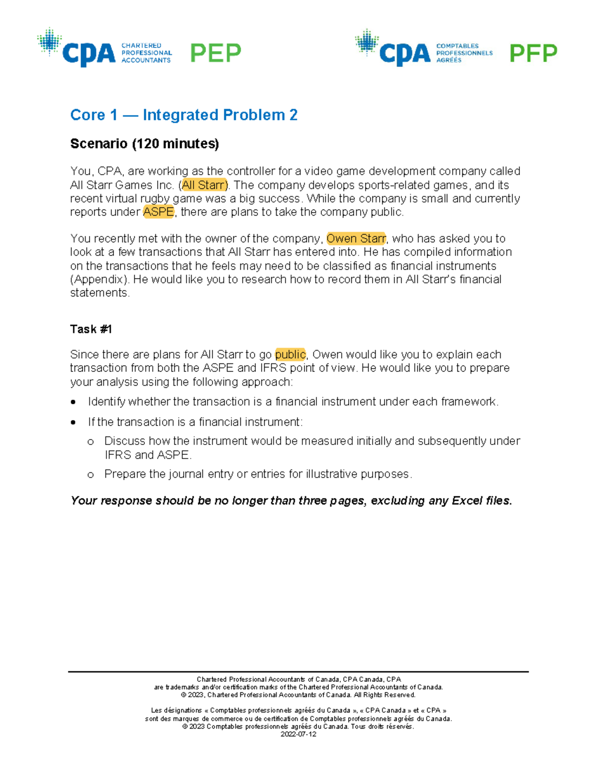 CO1-2301E-IP02 - Core 1 Integrated Problem on Financial Instruments ...