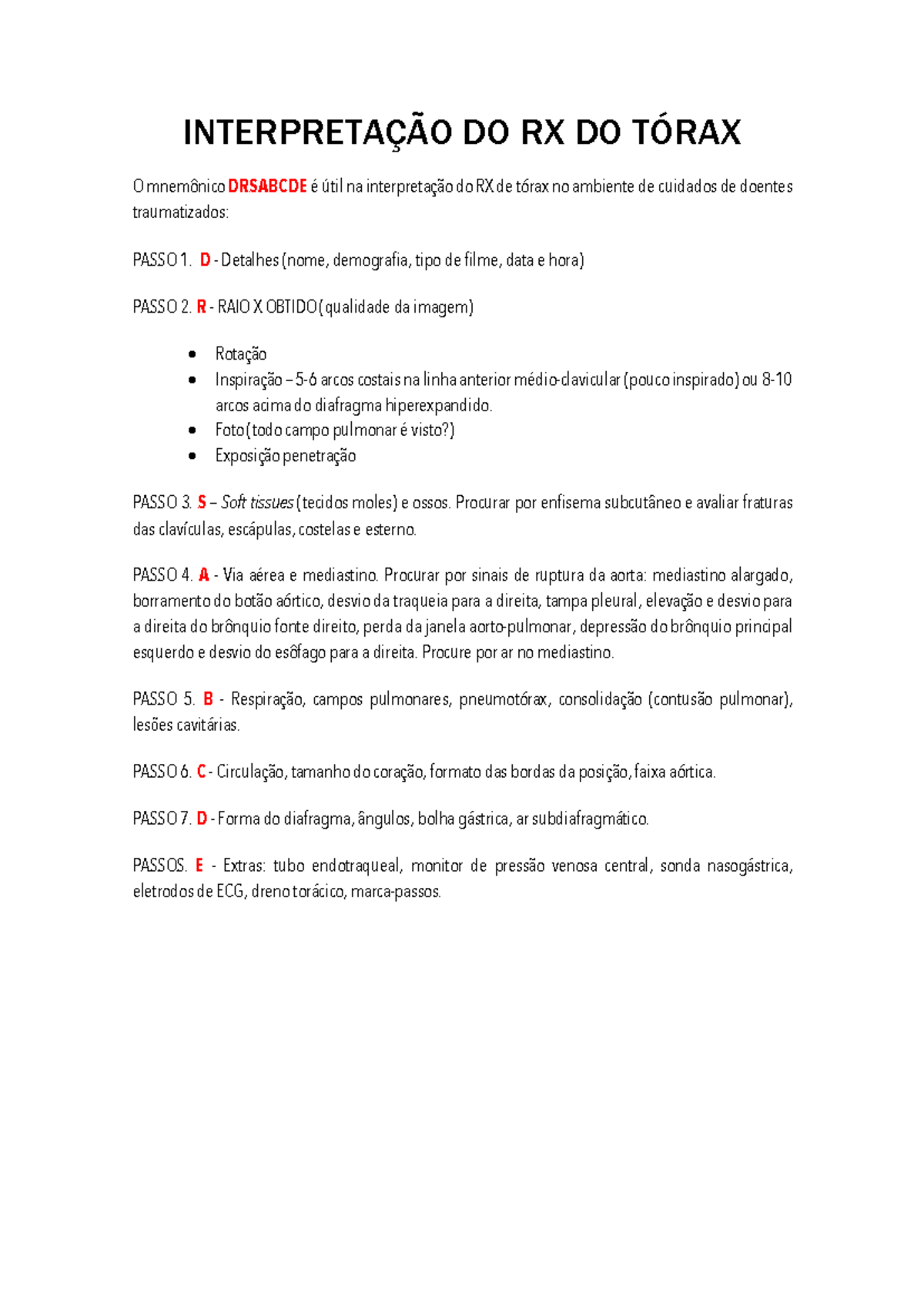 Raio X - monitoria - INTERPRETAÇÃO DE RAIO X - INTERPRETAÇÃO DO RX DO ...