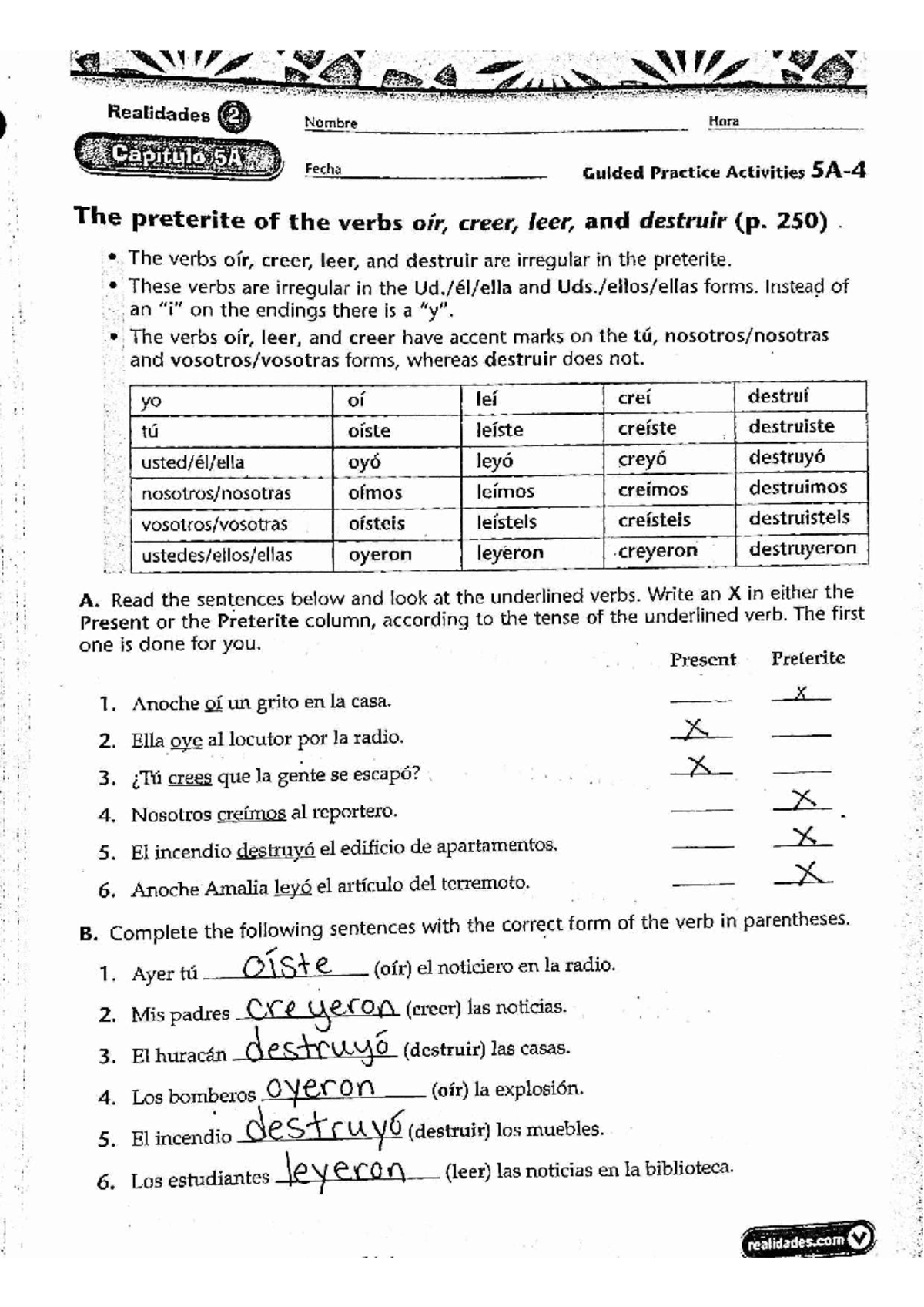 Realidades 2 - Guided Practice Activities for Capítulo 5A - Studocu