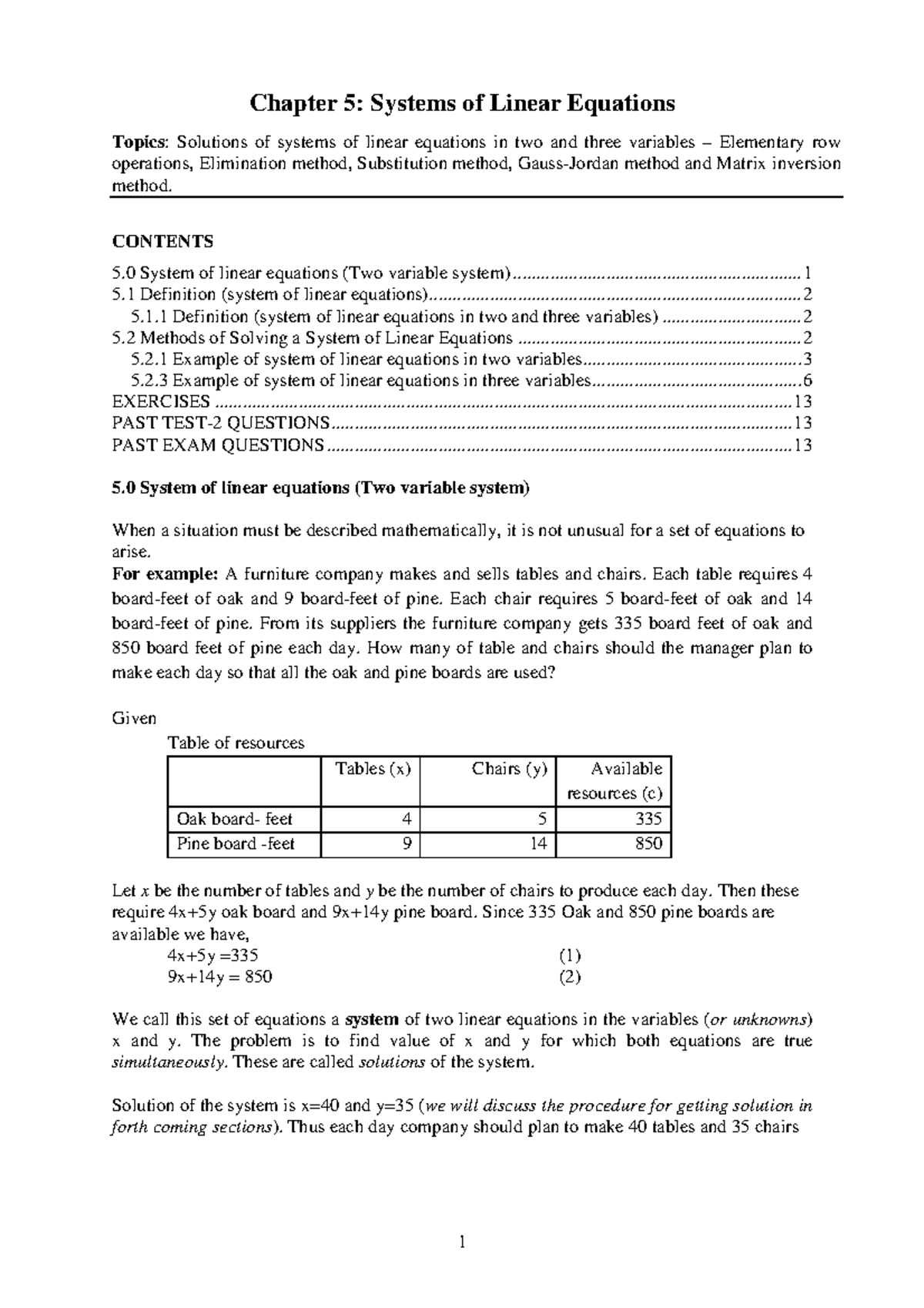 Chapter 5: M-System of Linear Equations and Solution Methods - Studocu