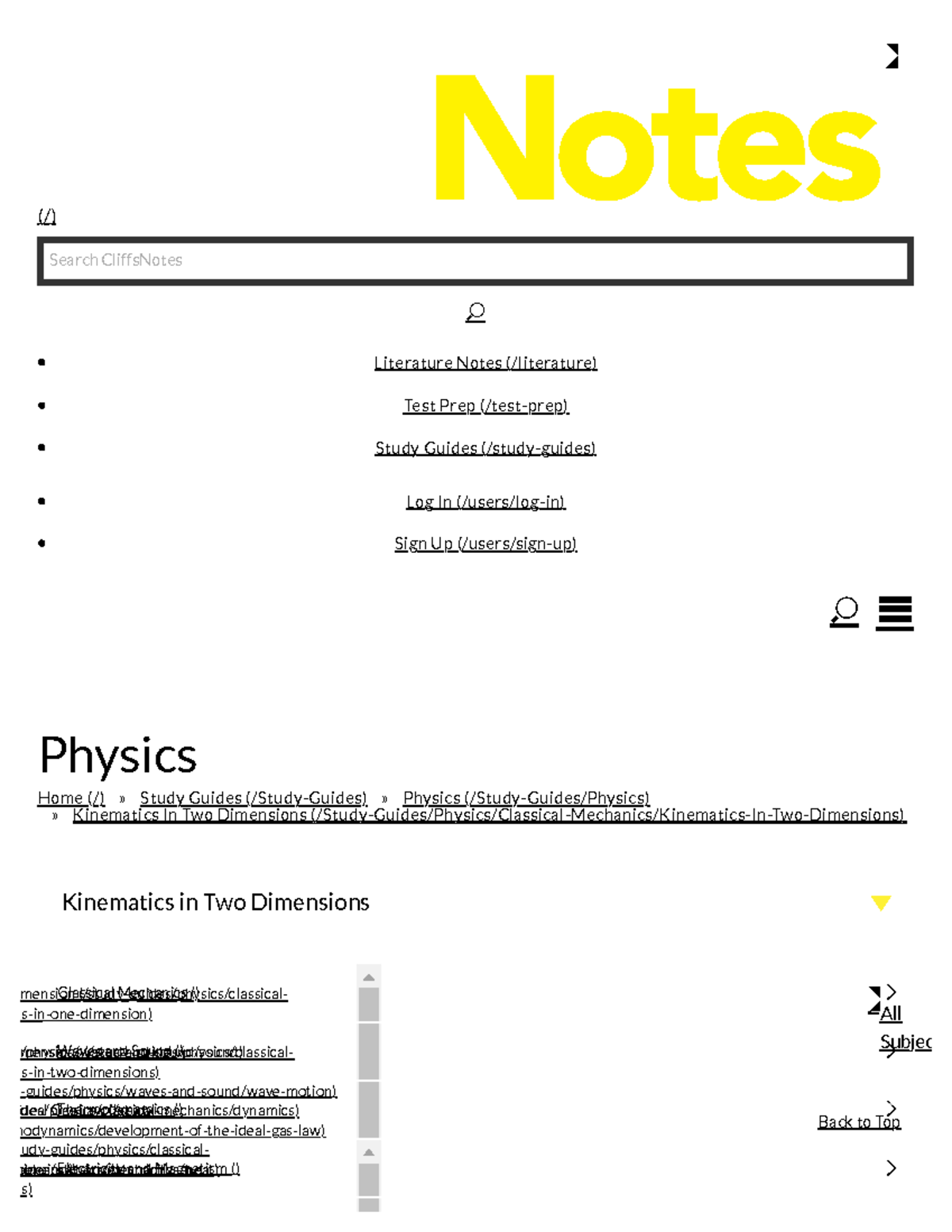 Kinematics in Two Dimensions - Search CliffsNotes æ (/) Literature ...