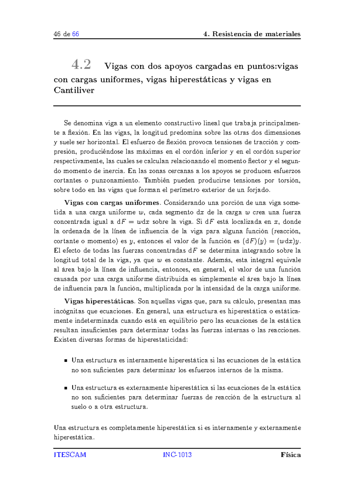 ITESCAM INC-1013 - Vigas: Cargas, Hiperestaticidad y Análisis - Studocu