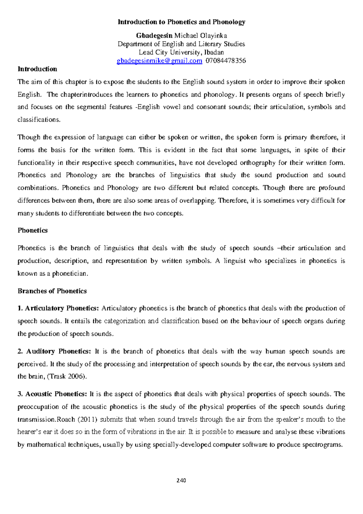 Introduction to Phonetics and Phonology - Introduction to Phonetics and ...