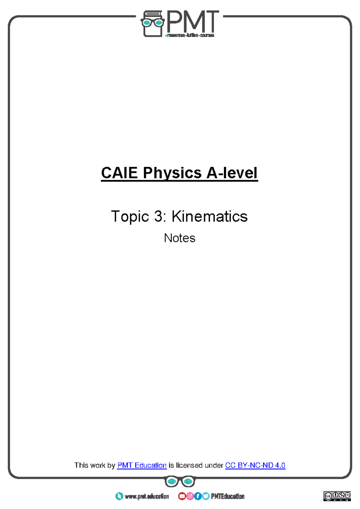 CAIE Physics Topic 3: Kinematics Notes and Equations - Studocu