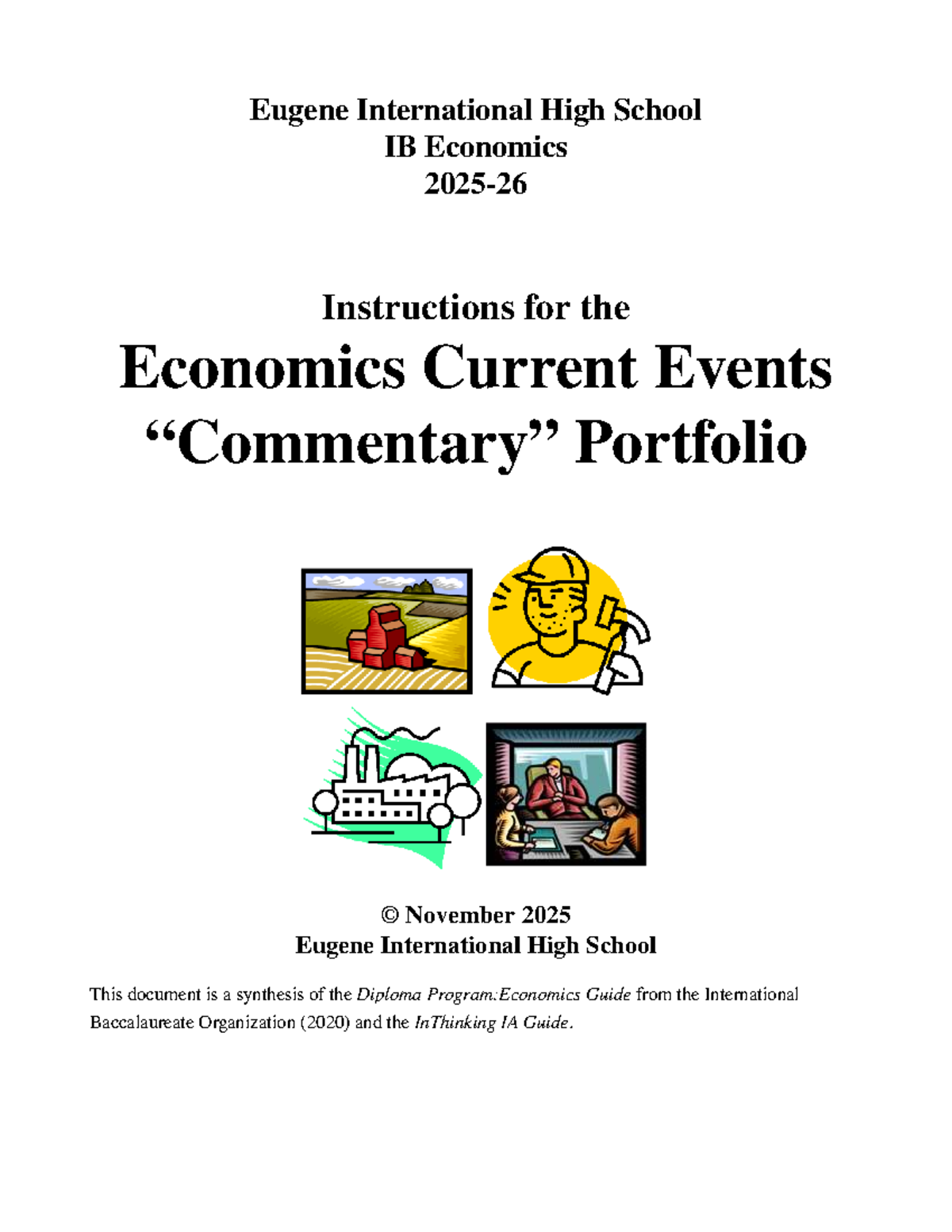 IB Economics Commentary Instructions for Current Events Portfolio (Nov ...