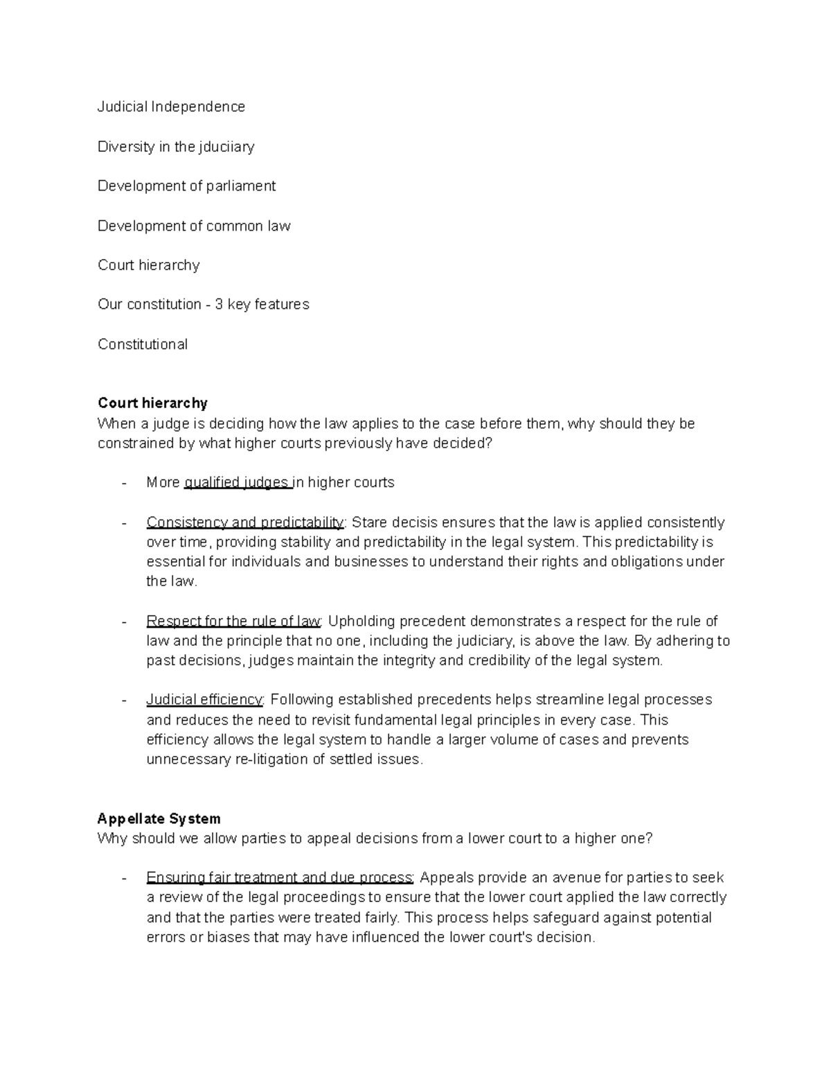 LAWS101 B: Key Points on Judicial Independence and Court Hierarchy ...
