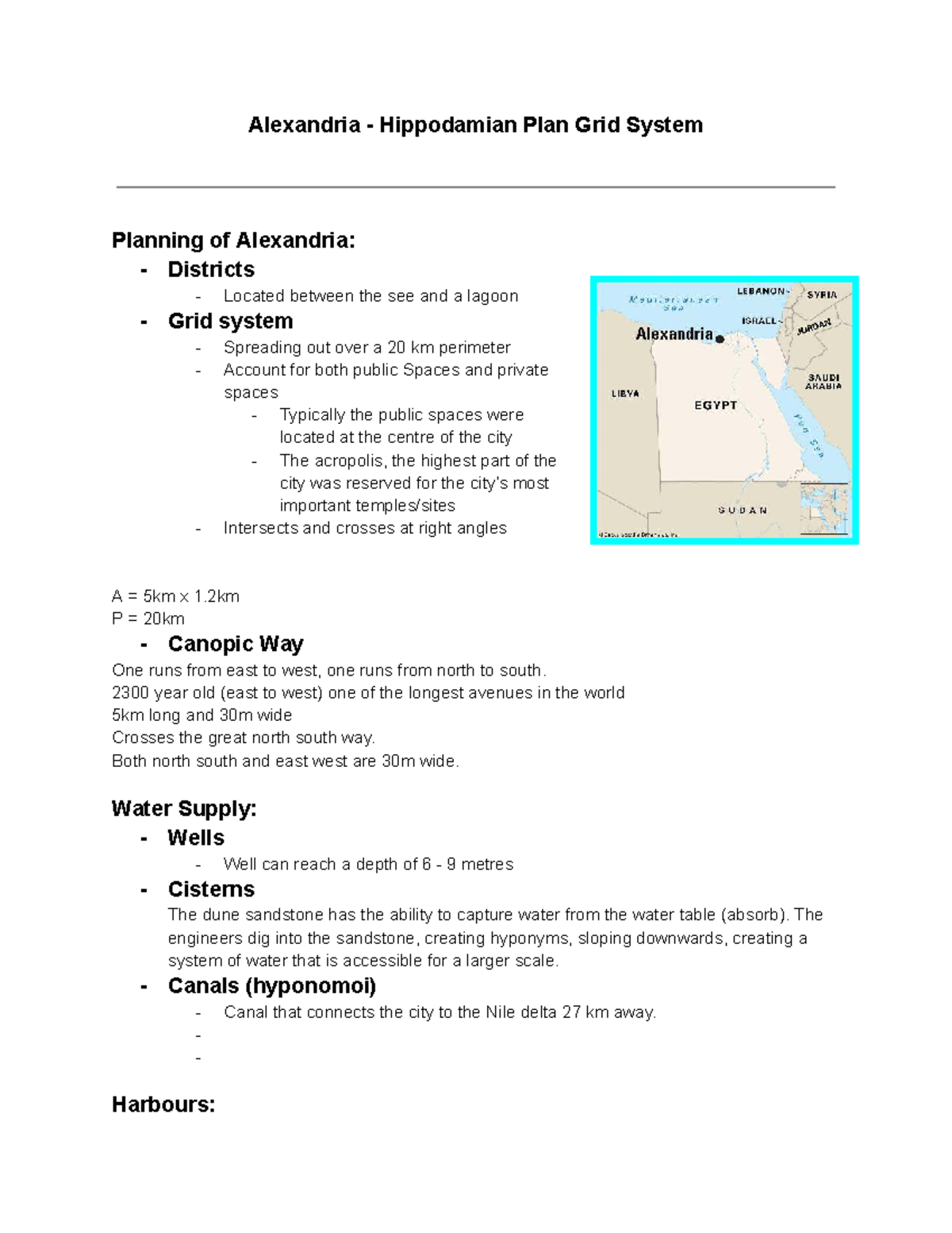 Alexandria - Hippodamian Plan Grid System Overview and Analysis - Studocu