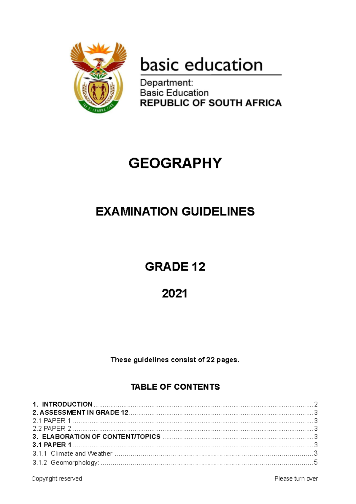 GEOGRAPHY GRADE 12 EXAMINATION GUIDELINES 2021 - Studocu