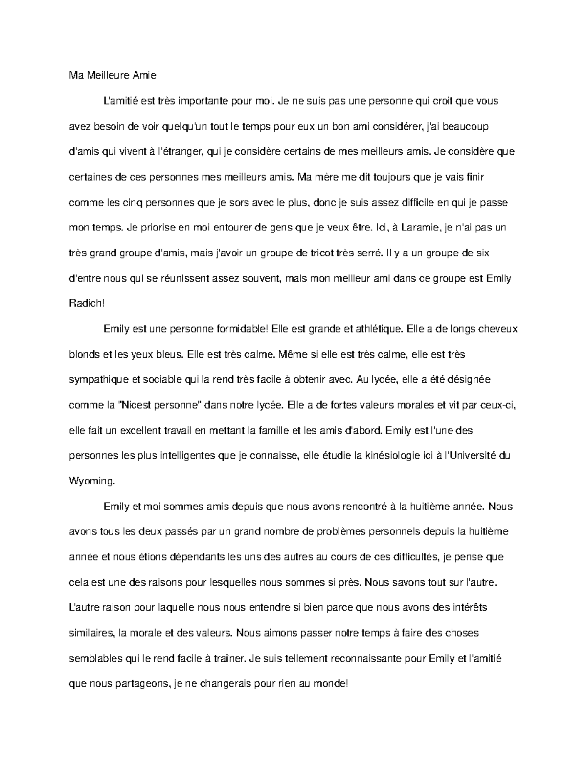 My best friend - Ma meilleure amie French Composition - Ma Meilleure ...