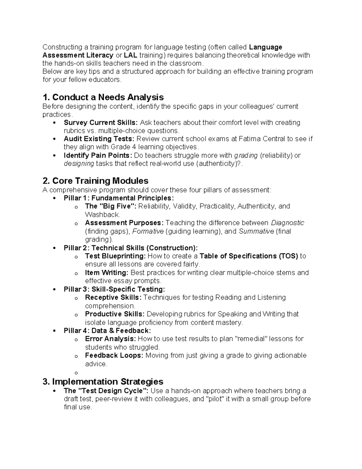 Constructing a Language Assessment Literacy Training Program - Studocu