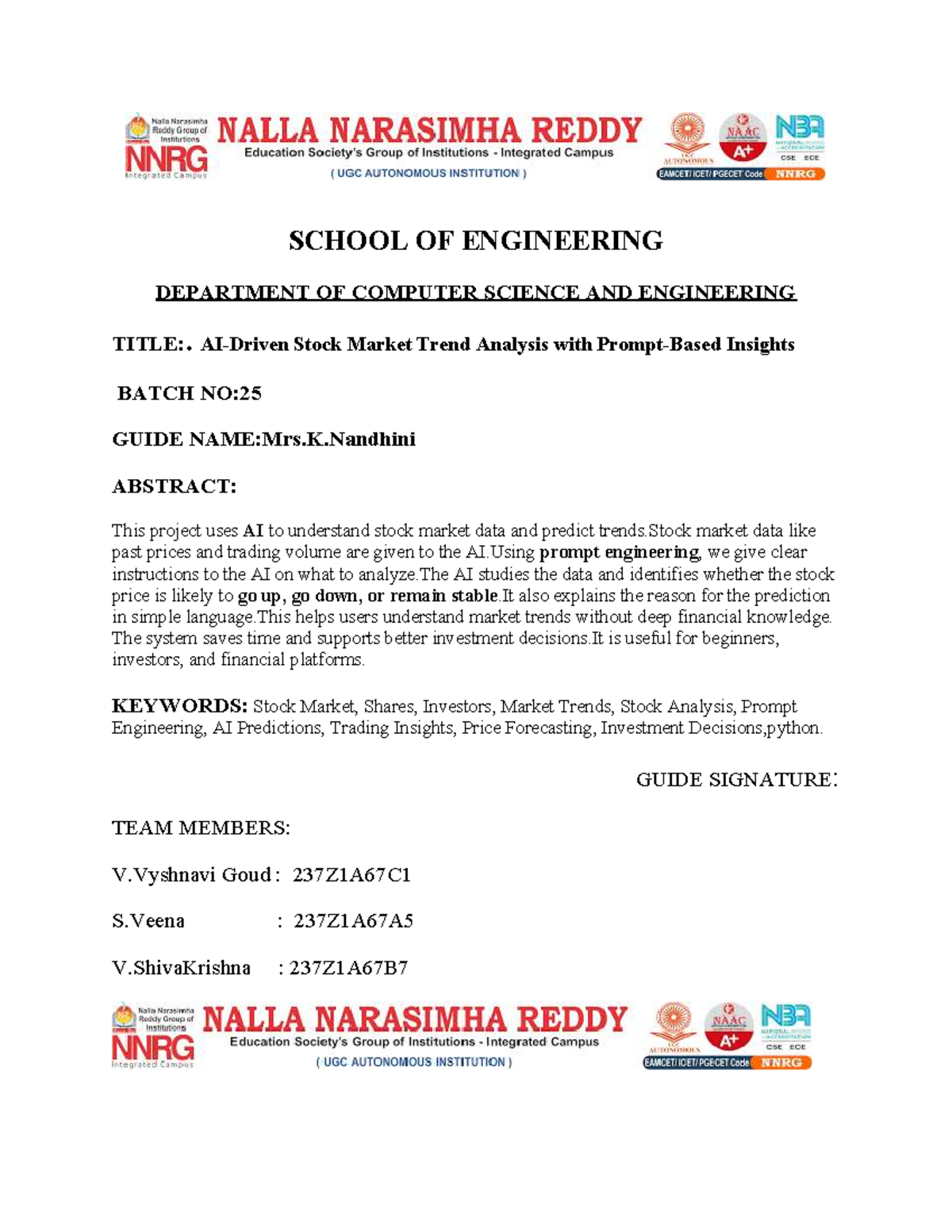 CSE 25: Stock Market Trend Analysis Using AI Insights - Studocu