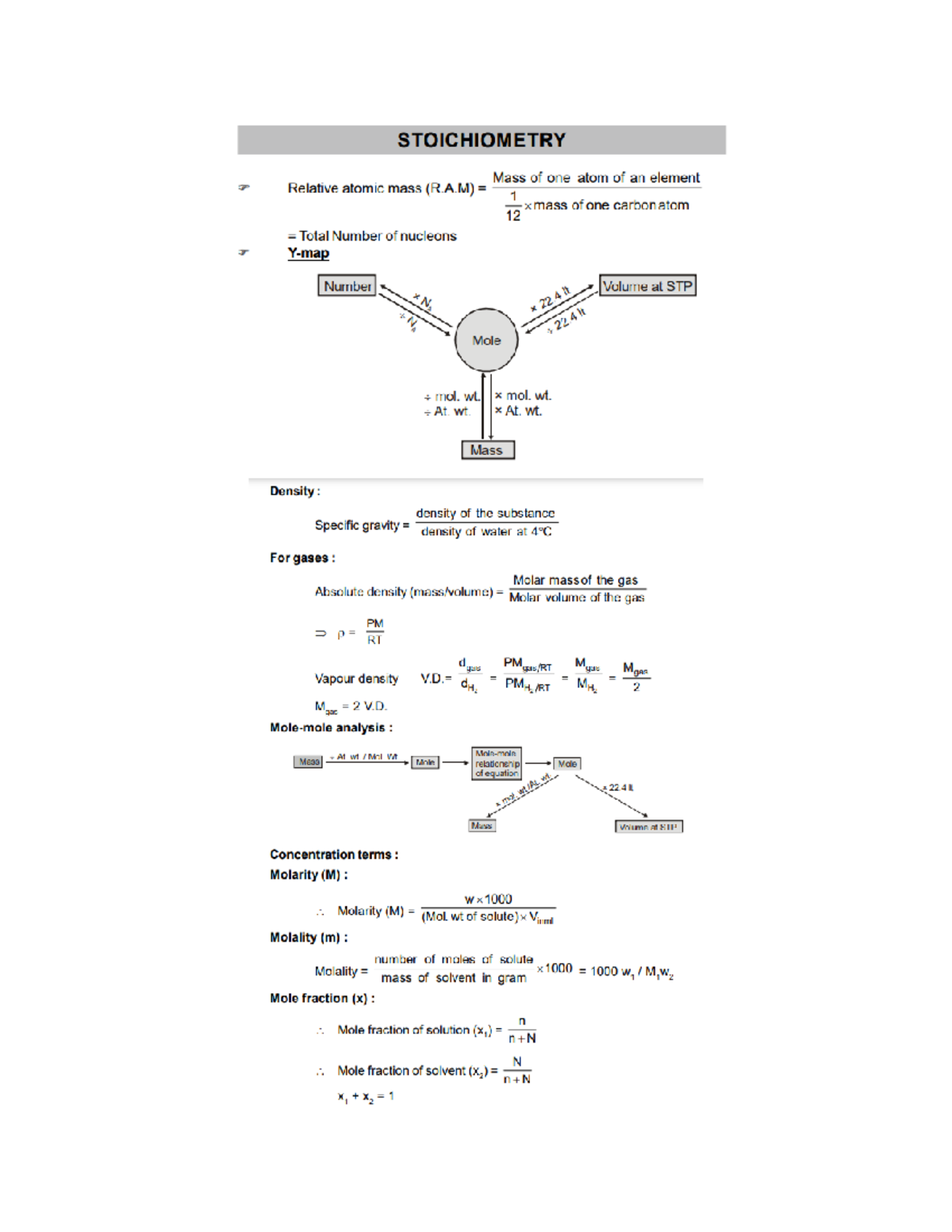 All formulas of physical chemistry - STOICHIOMETRY Mass of one atom of ...