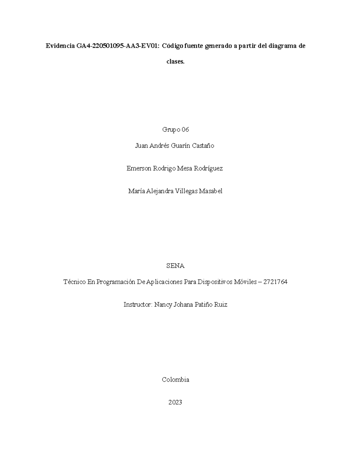Código Fuente en Java de Diagrama de Clases - GA4-220501095-AA3-EV01 ...