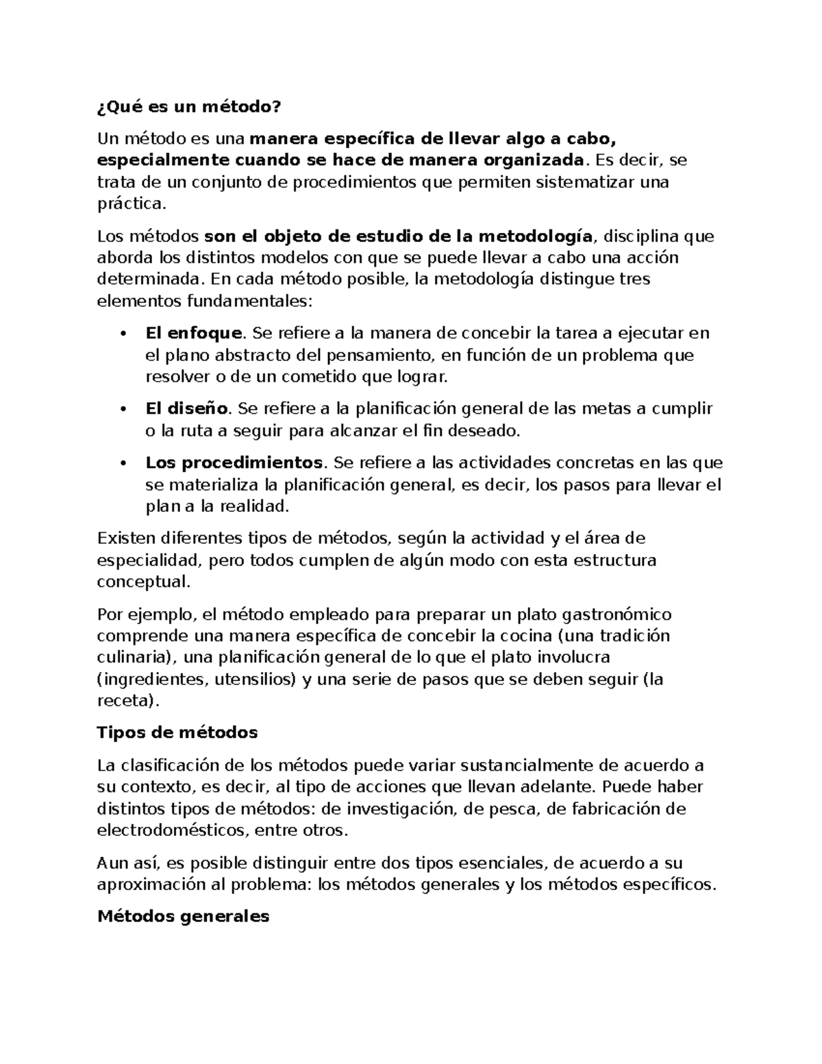 Qué es un método: Definición y Tipos Esenciales de Métodos - Studocu