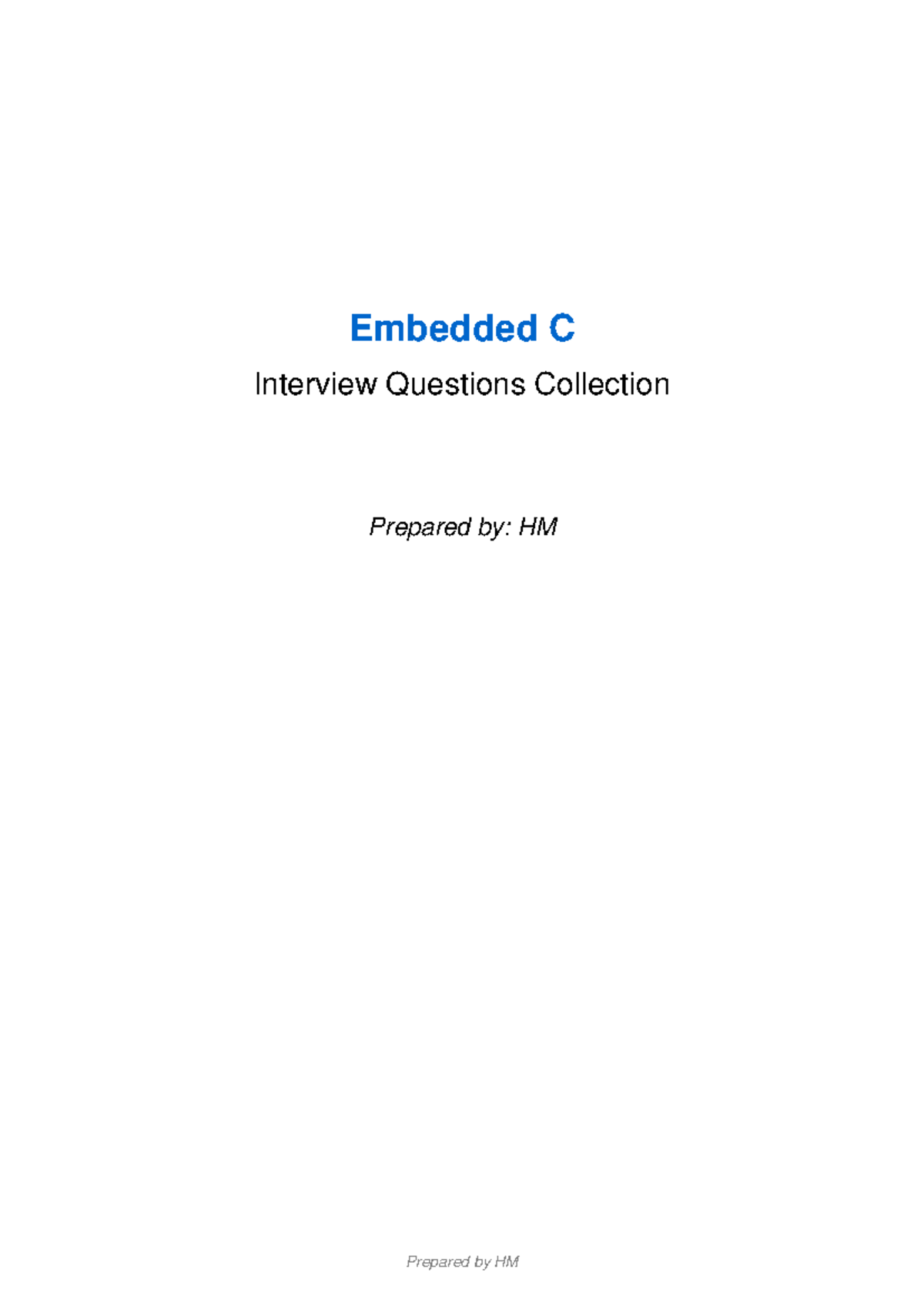 Embedded C Interview Questions Collection: Key Concepts & Answers - Studocu