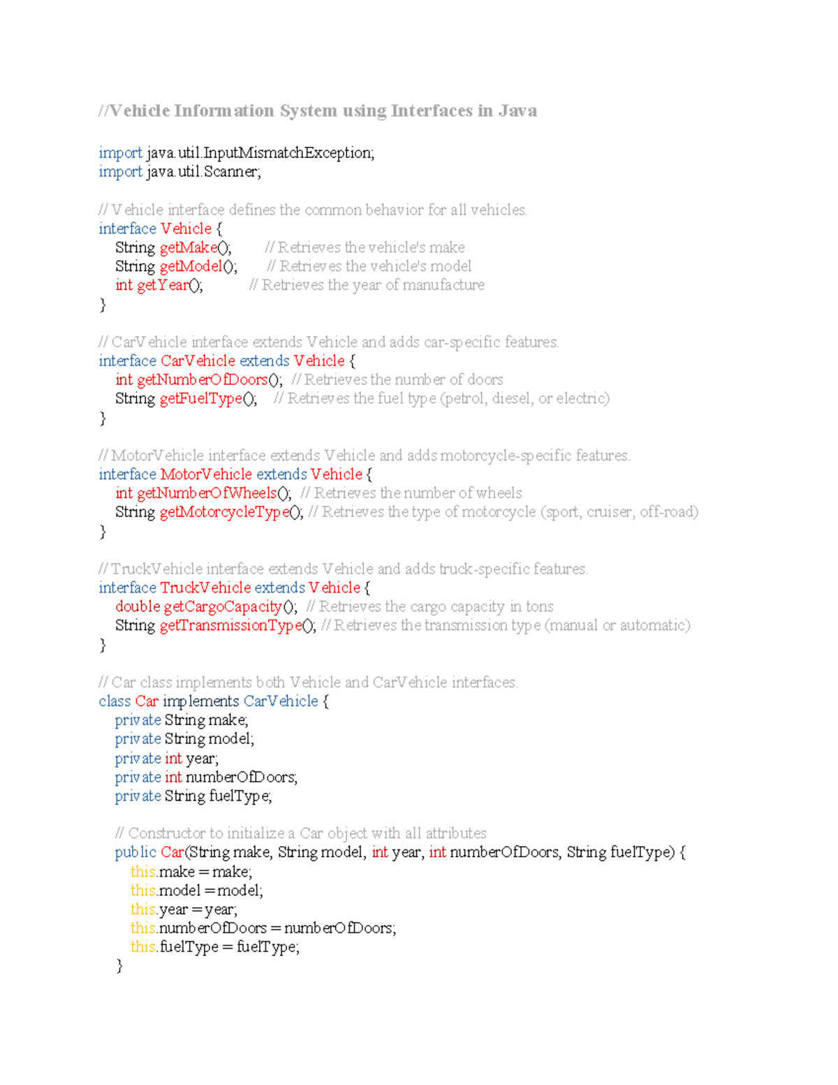 Programming Assignment Unit 6: Vehicle Info System in Java - Studocu