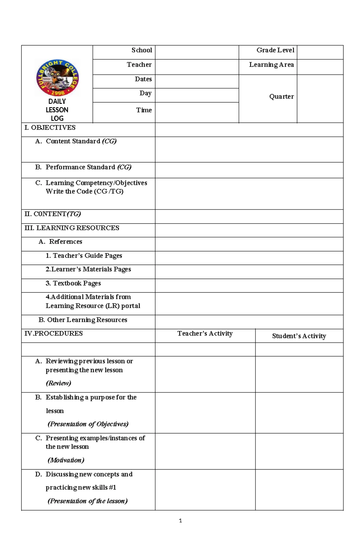 MATATAG K to 10 Lesson Plan Template and Structure Guide - Studocu