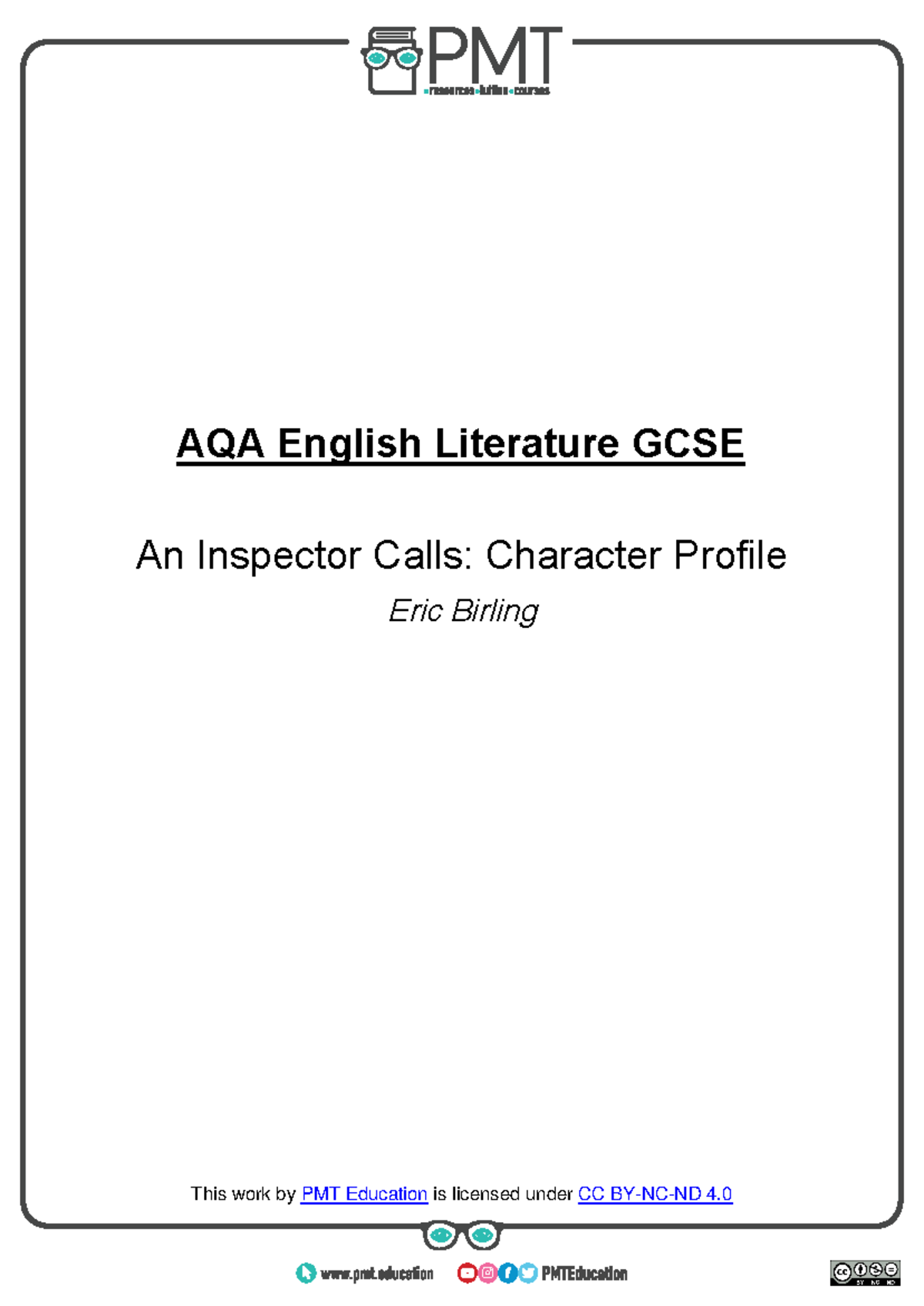 Eric Birling - Character profile - bit/pmt-edu-cc bit/pmt-cc AQA English Literature GCSE An ...