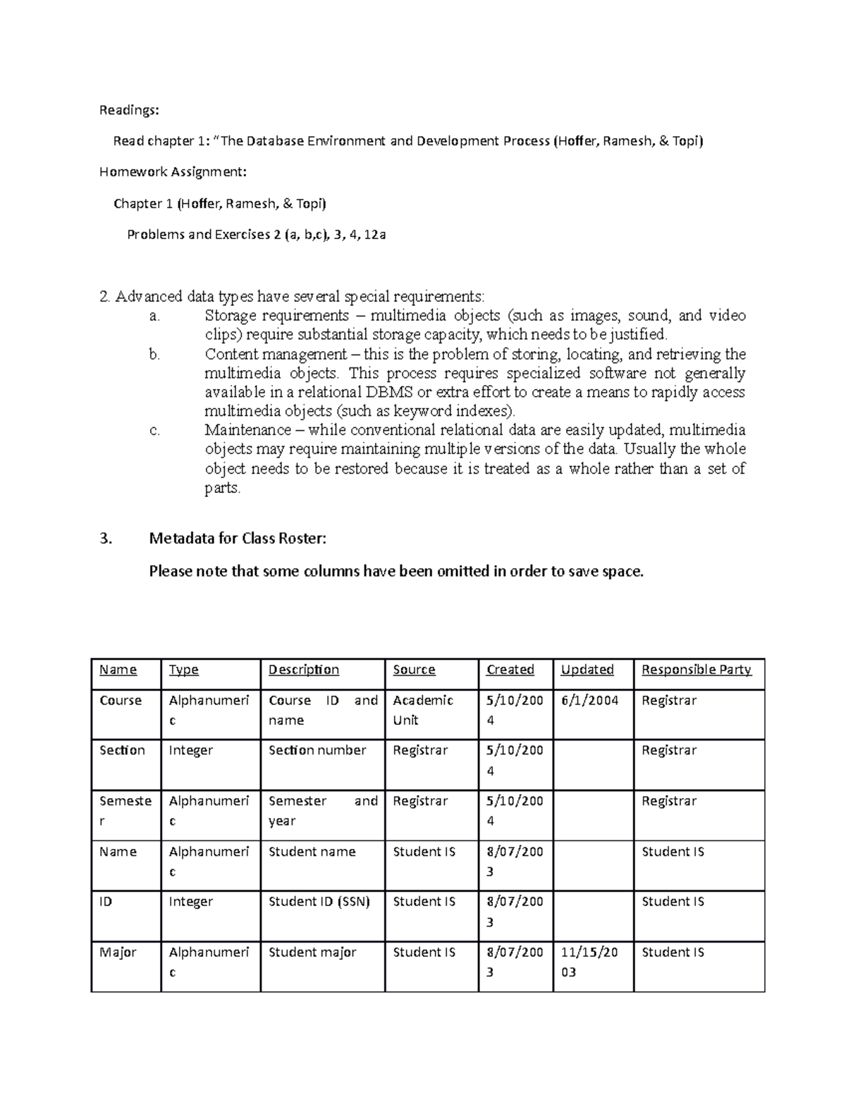 HW01 Solutions: Chapter 1 Review - Database Development Process - Studocu