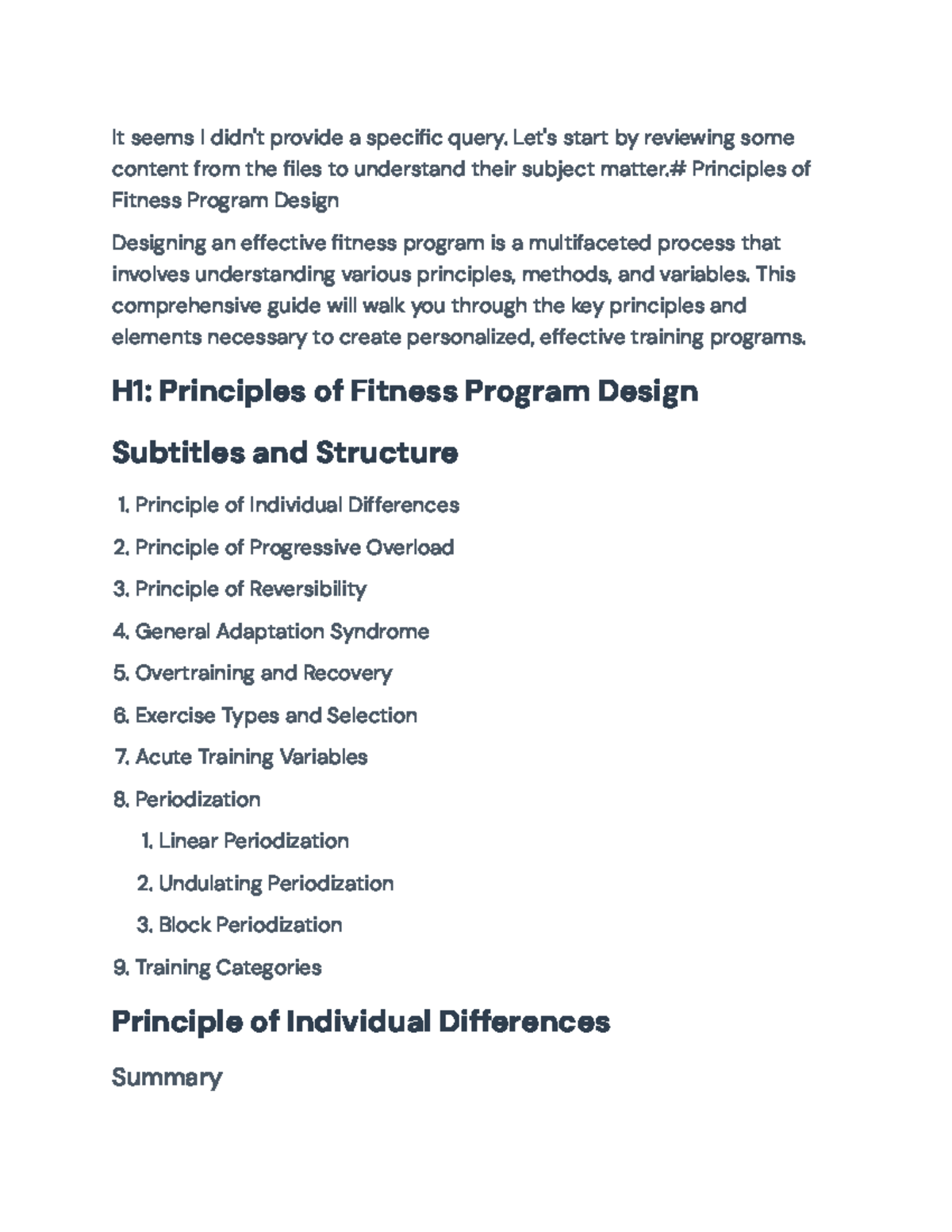 **Principles of Fitness Program Design: A Comprehensive Guide** - It ...