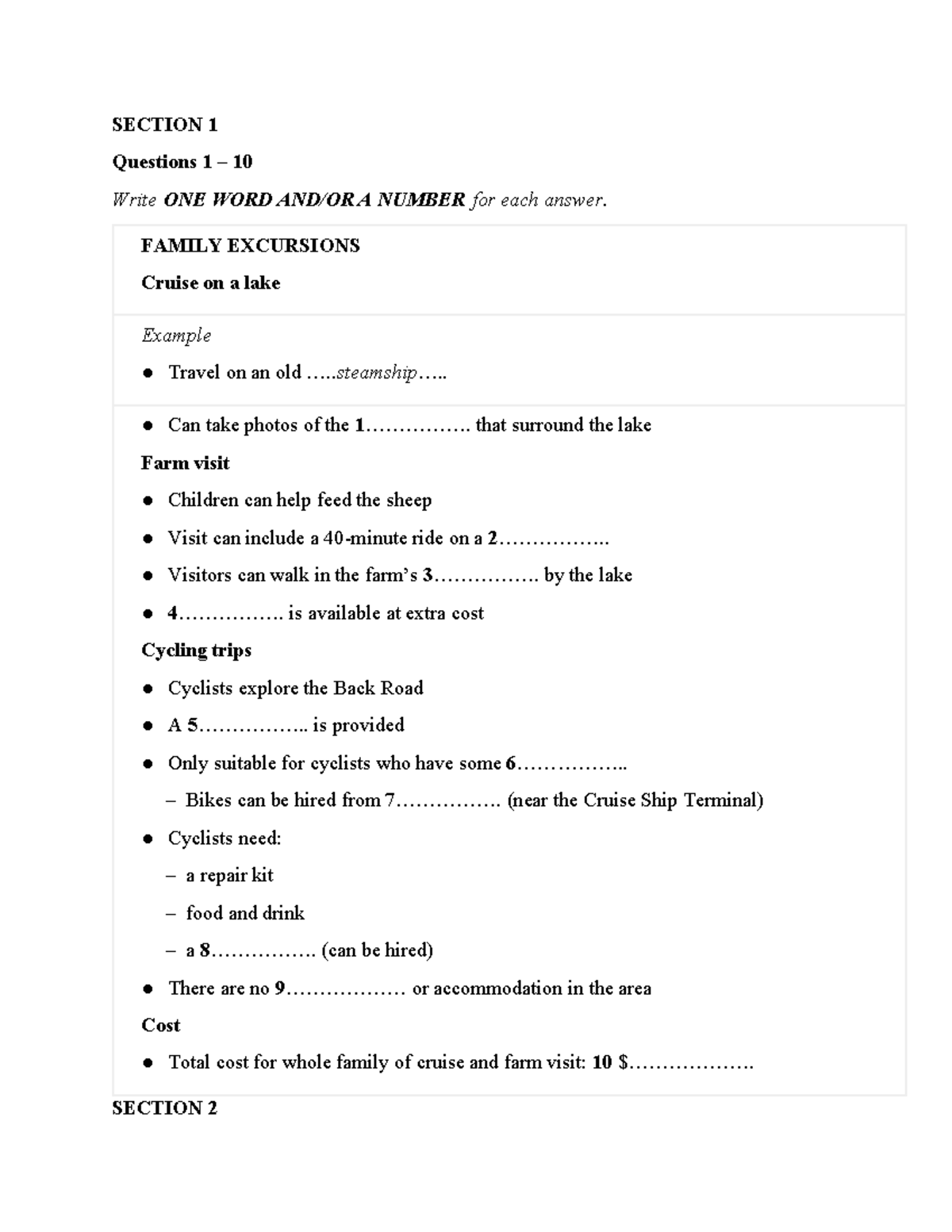 CAM 12 Test 1: Family Excursions & Kitchen Assistant Insights - Studocu