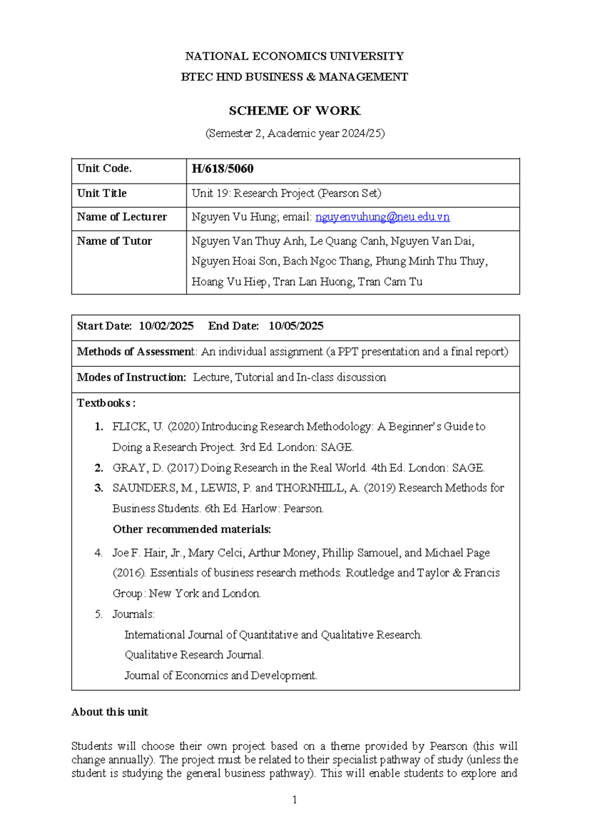 RP Scheme of Work S2-2425: Research Project Overview and Guidelines ...