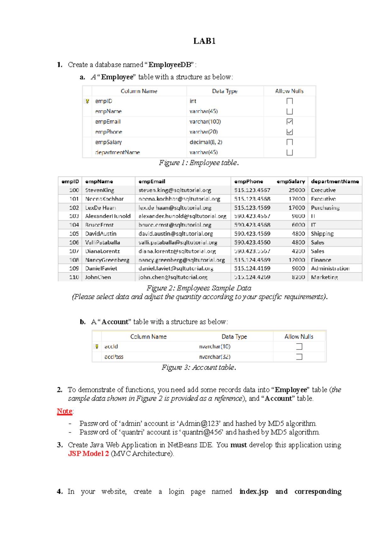Lab1: Creating a database and Java web application with JSP MVC - Studocu