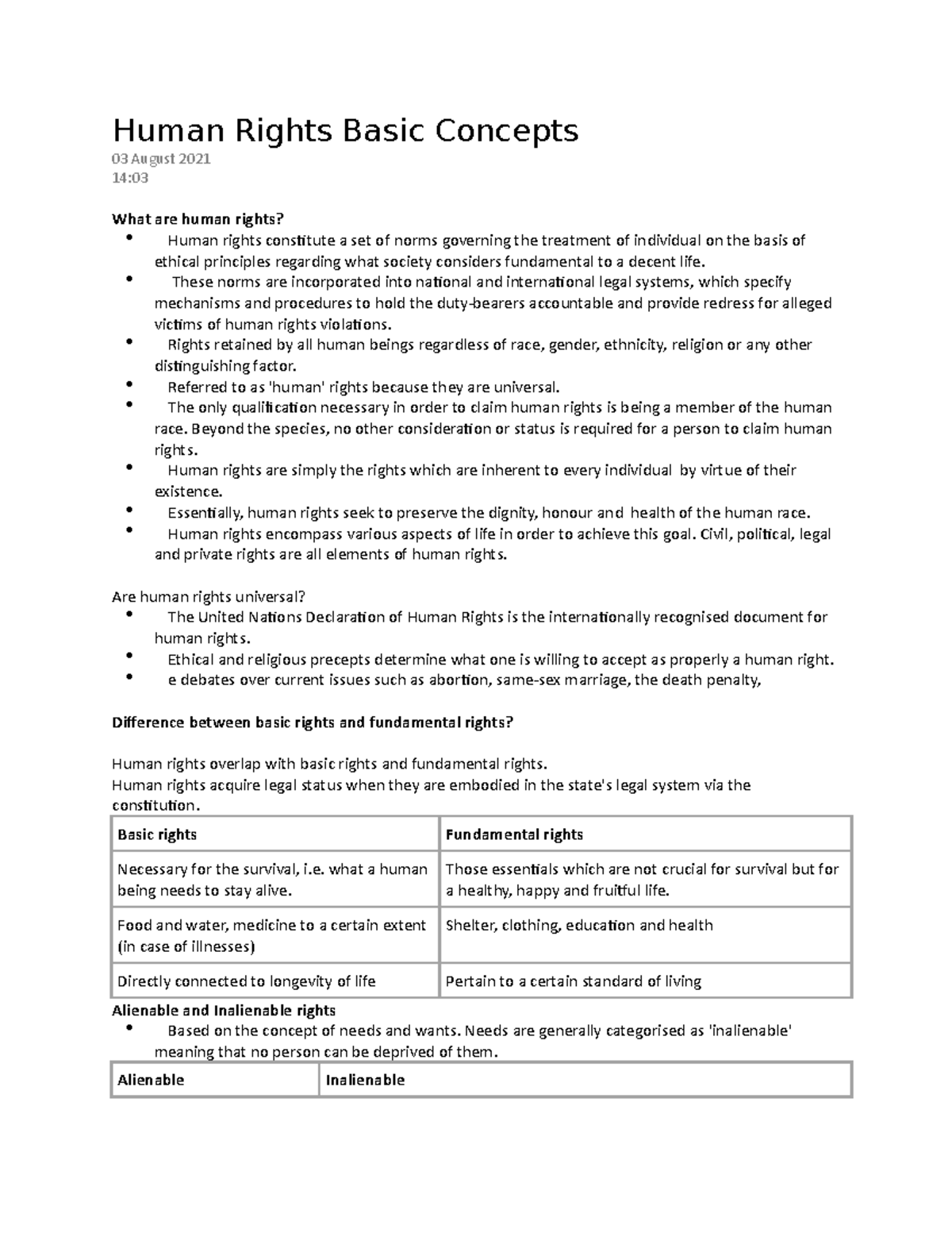 Human Rights Basic Concepts - These norms are incorporated into ...