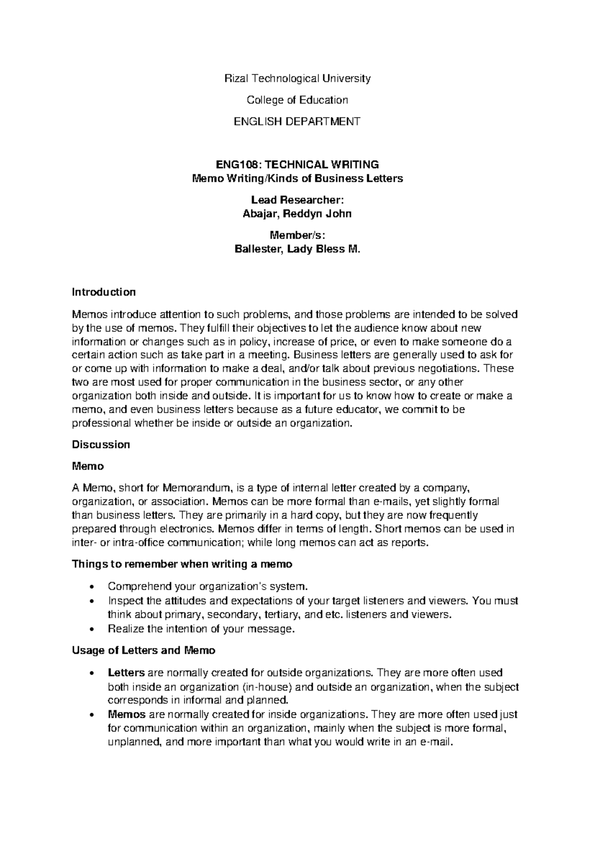 ENG108: Memo Writing & Business Letter Types - A Comprehensive Guide ...