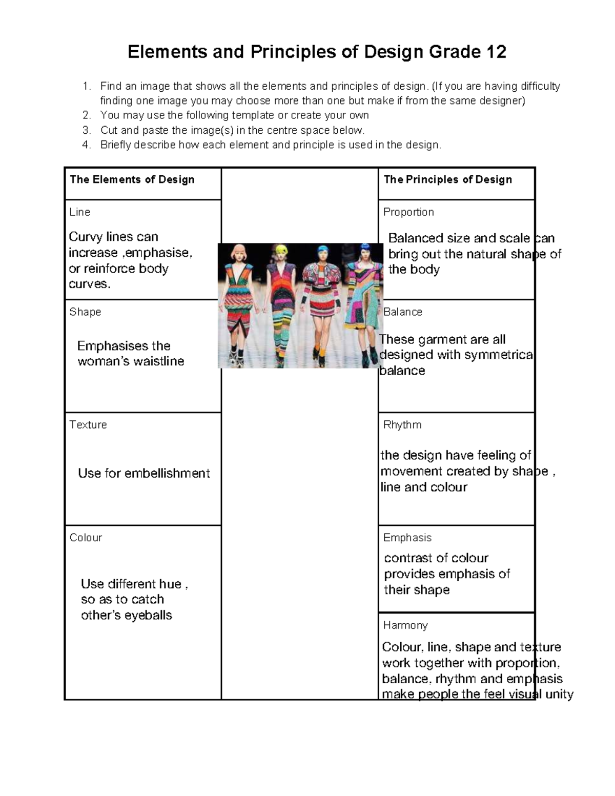 Elements and Principles of Design Overview - Grade 12 - Studocu