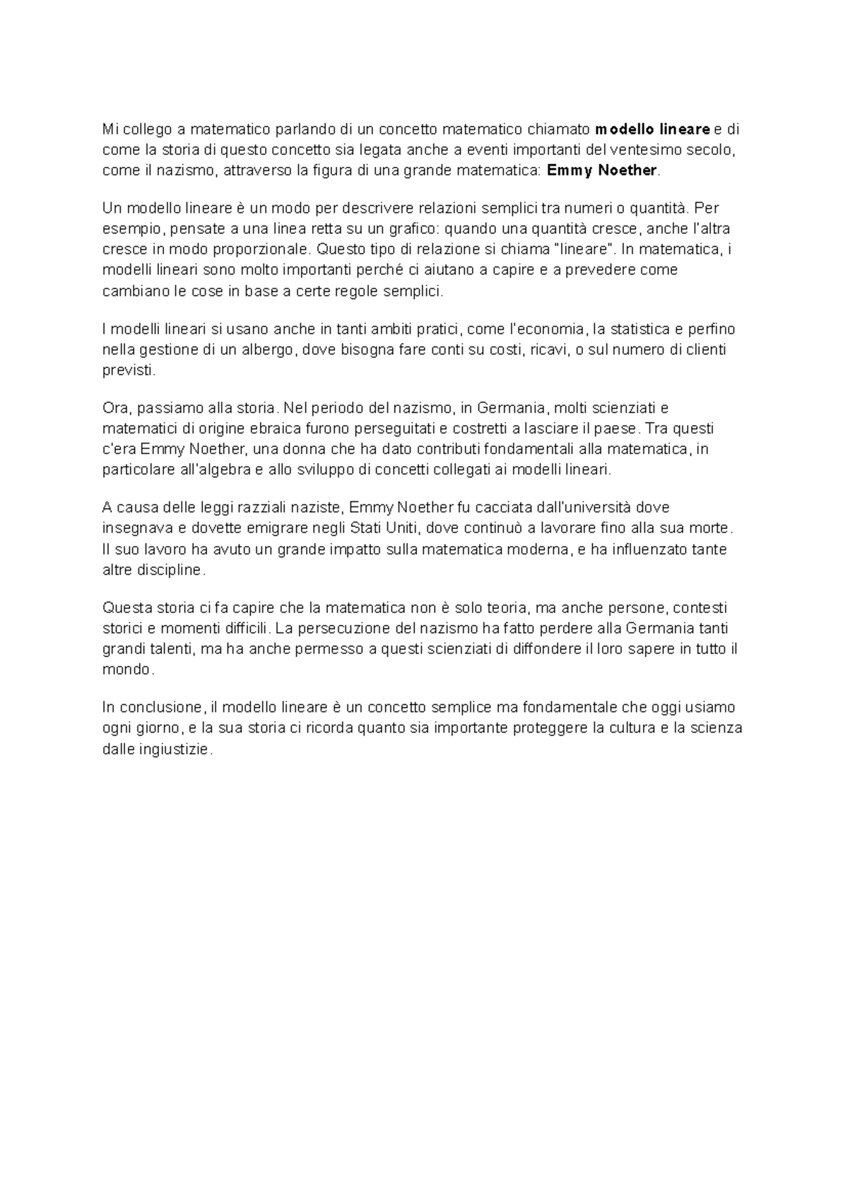 Modelli Lineari e Storia: L'Impatto di Emmy Noether - Mate Exam Prep ...