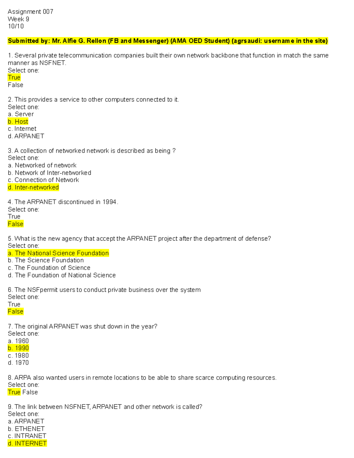 MIS6111 Fundamentals of Information System Assignment 007 - Assignment 007 Week 9 10/ Submitted ...