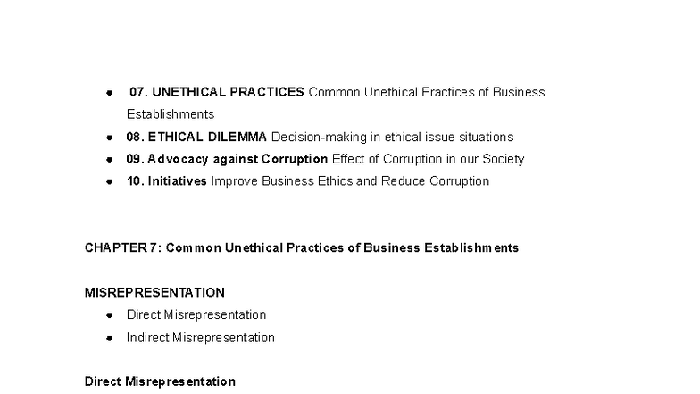 Gbermic 7-10 104836 - Notes on Unethical Practices & Corruption - Studocu