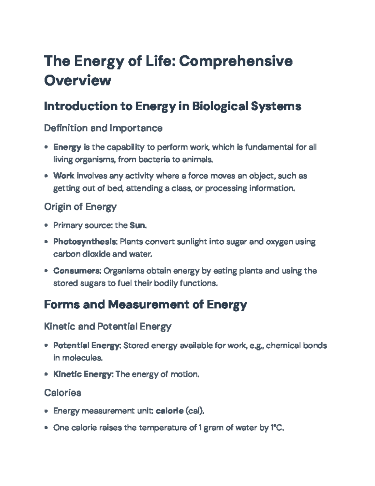 Understanding Energy in Biological Systems: Photosynthesis & Metabolism ...