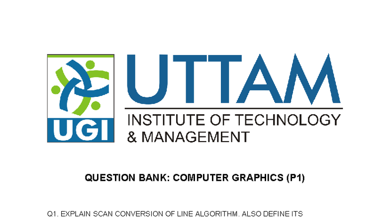 Computer Graphics Question Bank (P1) - Algorithms & Concepts - Studocu