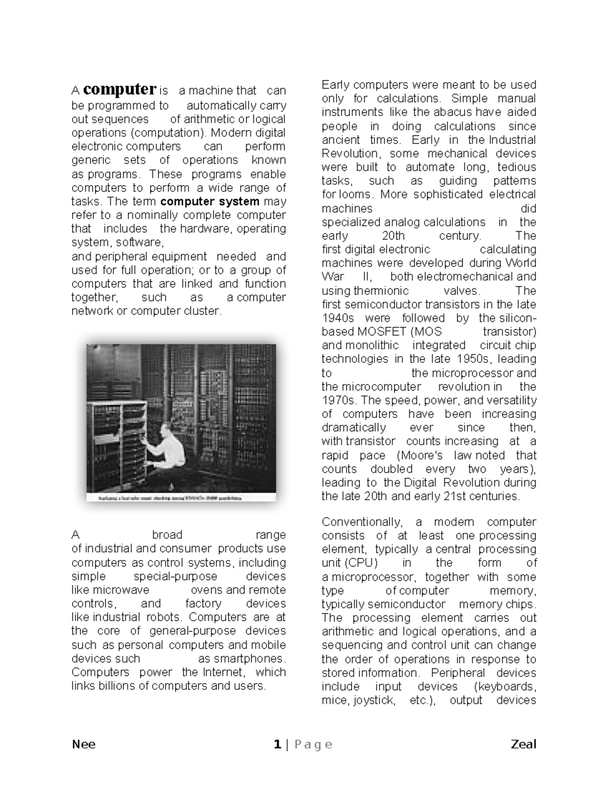CSC - fesafe - A computer is a machine that can be programmed to ...