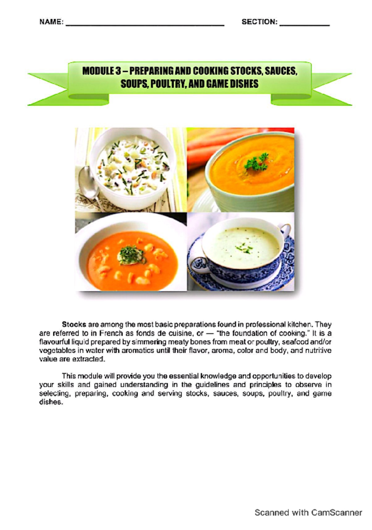 TLE Cookery 10: Module 3 - Preparing Stocks, Sauces, Soups & Poultry ...