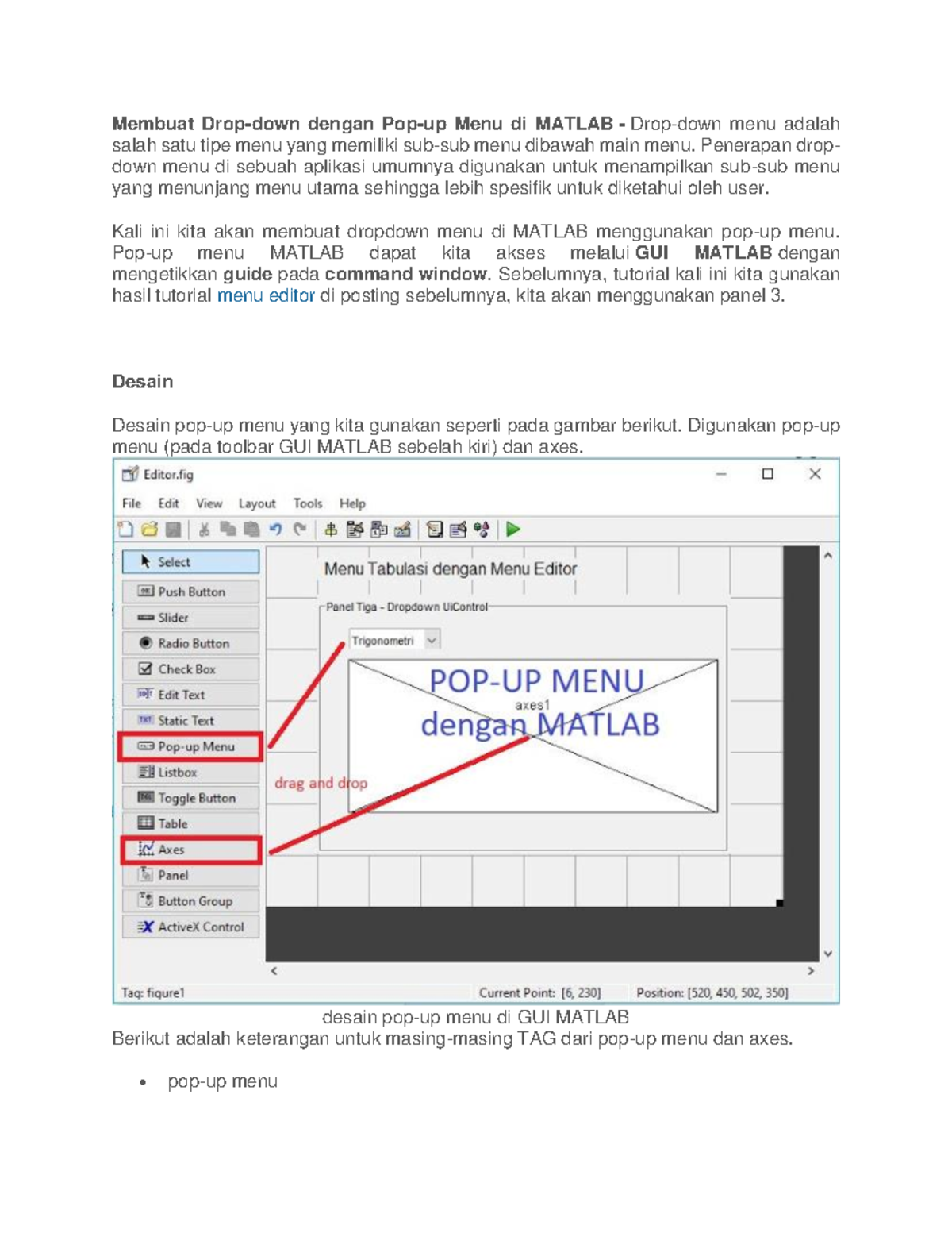 Membuat Pop-up Menu di MATLAB - Tutorial GUI dan Coding - Studocu