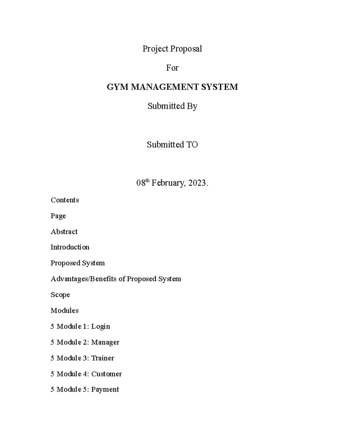 GYM MANAGEMENT SYSTEM Proposal - Efficient Record Automation - Studocu
