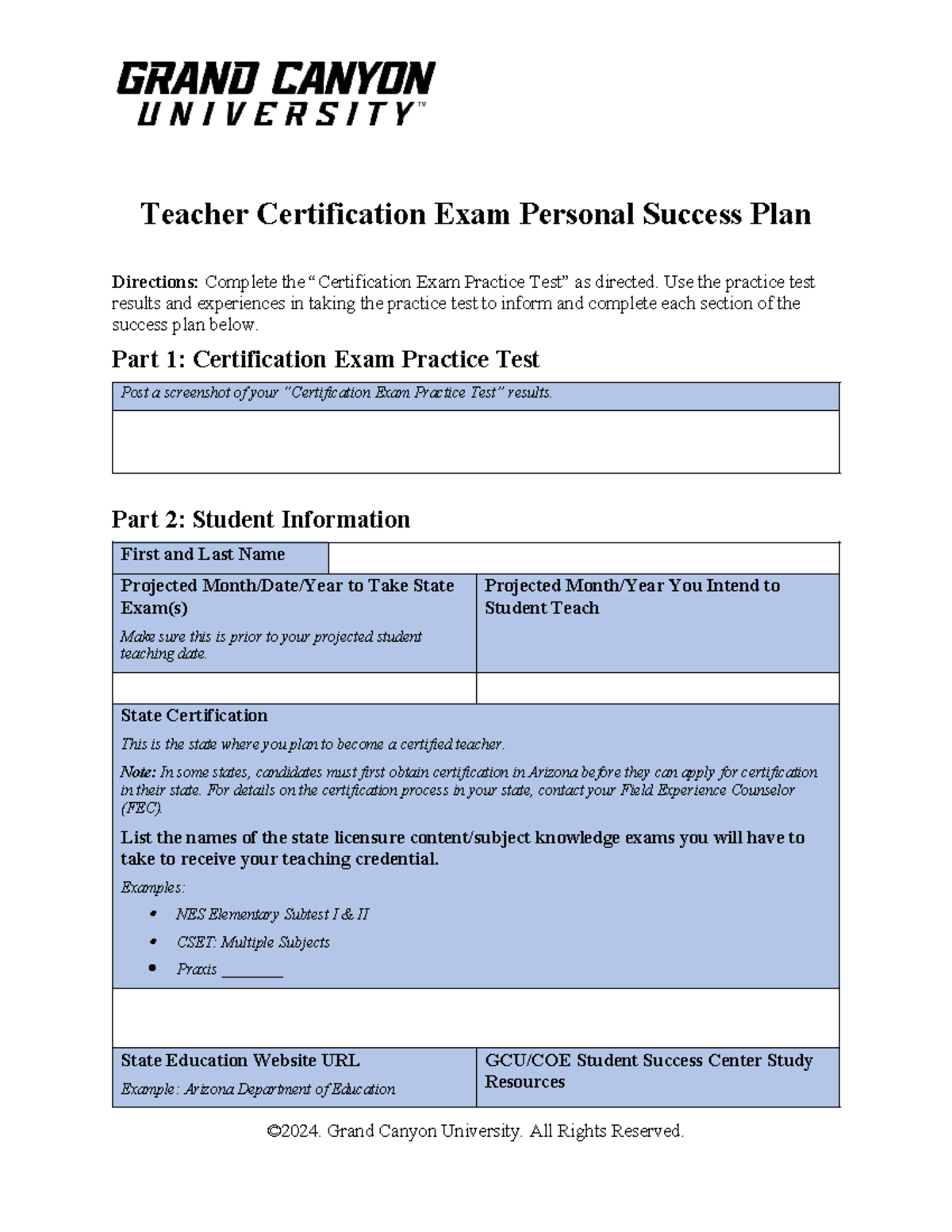 ELM 570 RS T2 Teacher Certification Exam Personal Success Strategy Plan ...